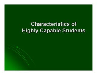 Highlycapablecharacteristics | PPT