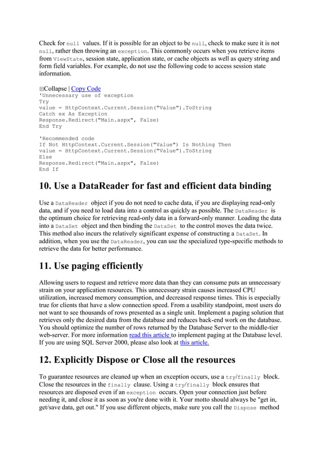 High performance coding practices code project | PDF