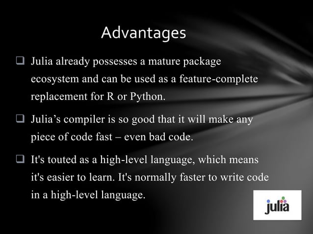 High performance computing language,julia | PPT