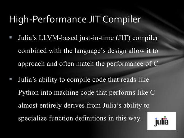 High performance computing language,julia | PPT