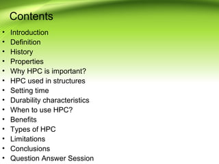 High performance concrete; types and uses | PPT