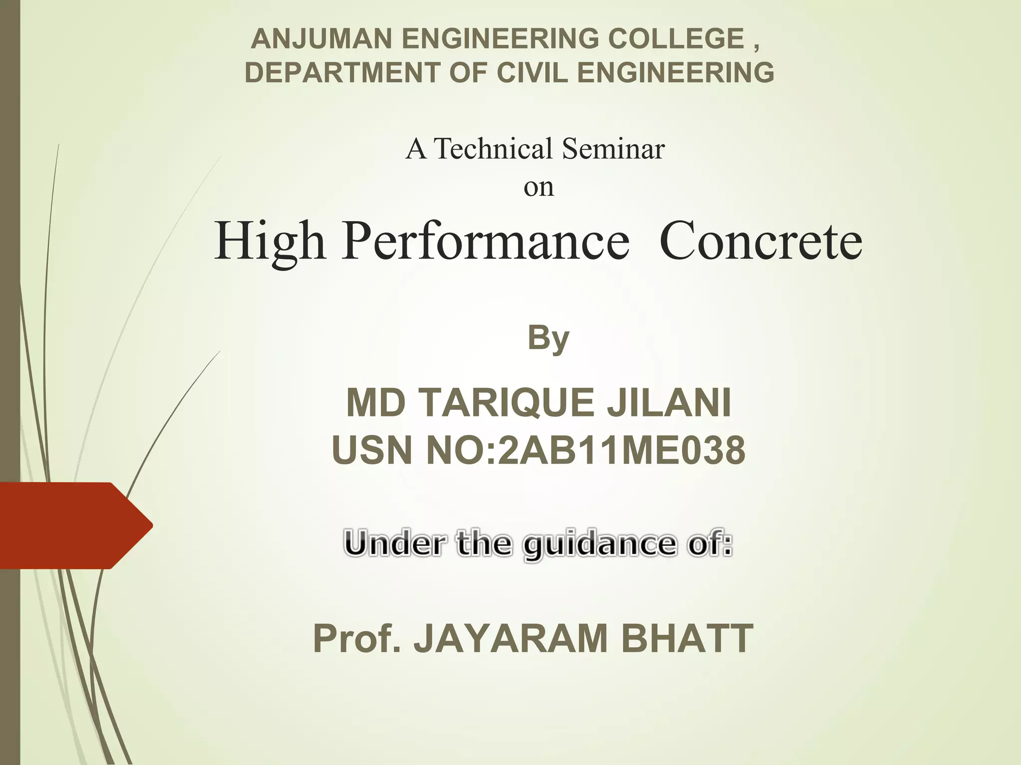 High performance concrete ppt | PPT