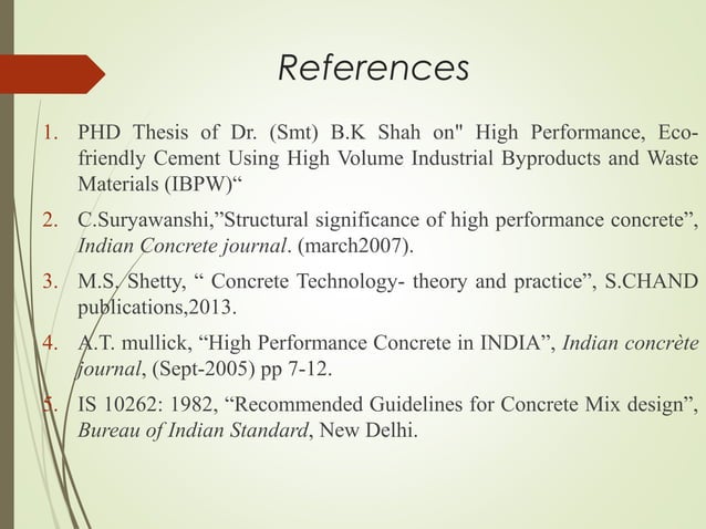 High performance concrete ppt | PPT