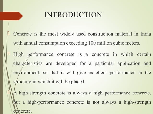 High performance concrete ppt | PPT