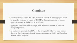 High Performance Concrete ppt for civil engineering students | PPTX