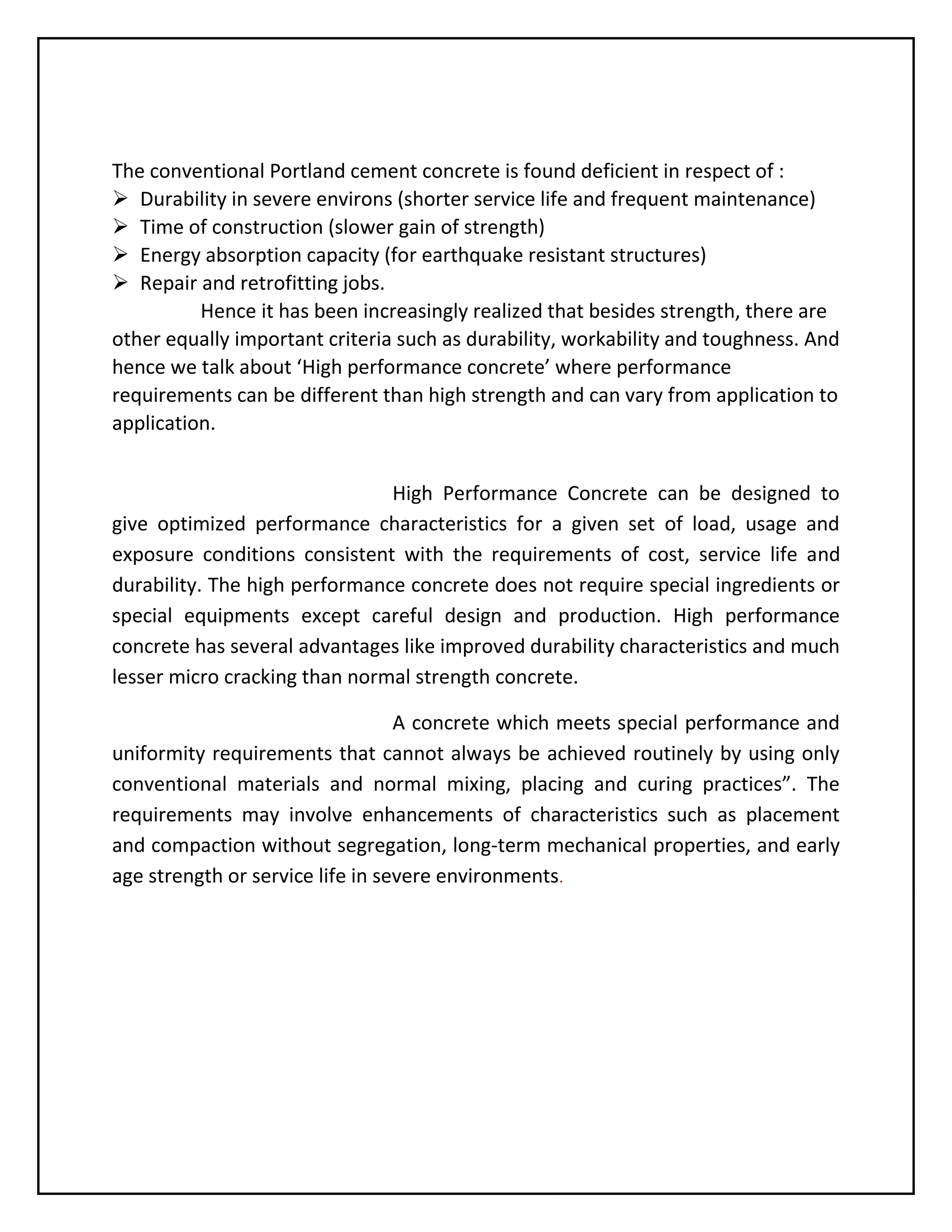 High Performance Concrete Pdf | PDF