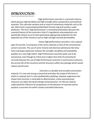 High Performance Concrete Pdf | PDF
