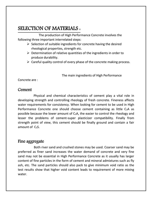 High Performance Concrete Pdf | PDF