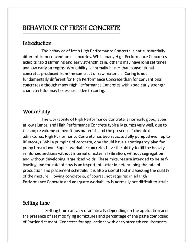 High Performance Concrete Pdf | PDF