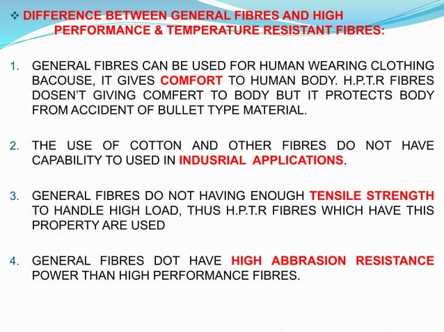 High performance fibers | PPTX | Chemistry | Science