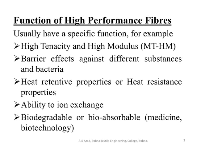 High performance fibres (lecture 4) | PPT