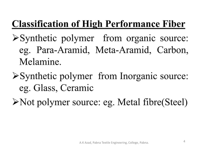 High performance fibres (lecture 4) | PPT