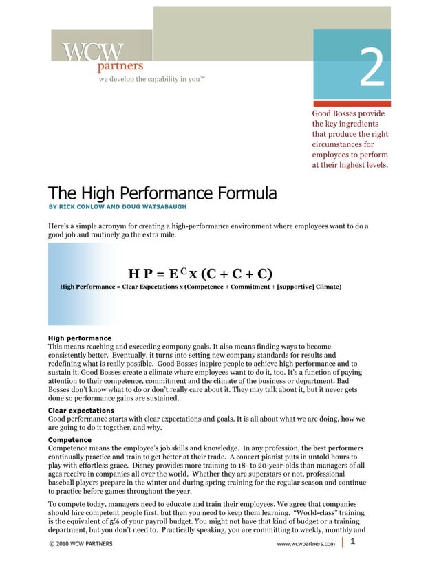 High Performance Formula | PDF
