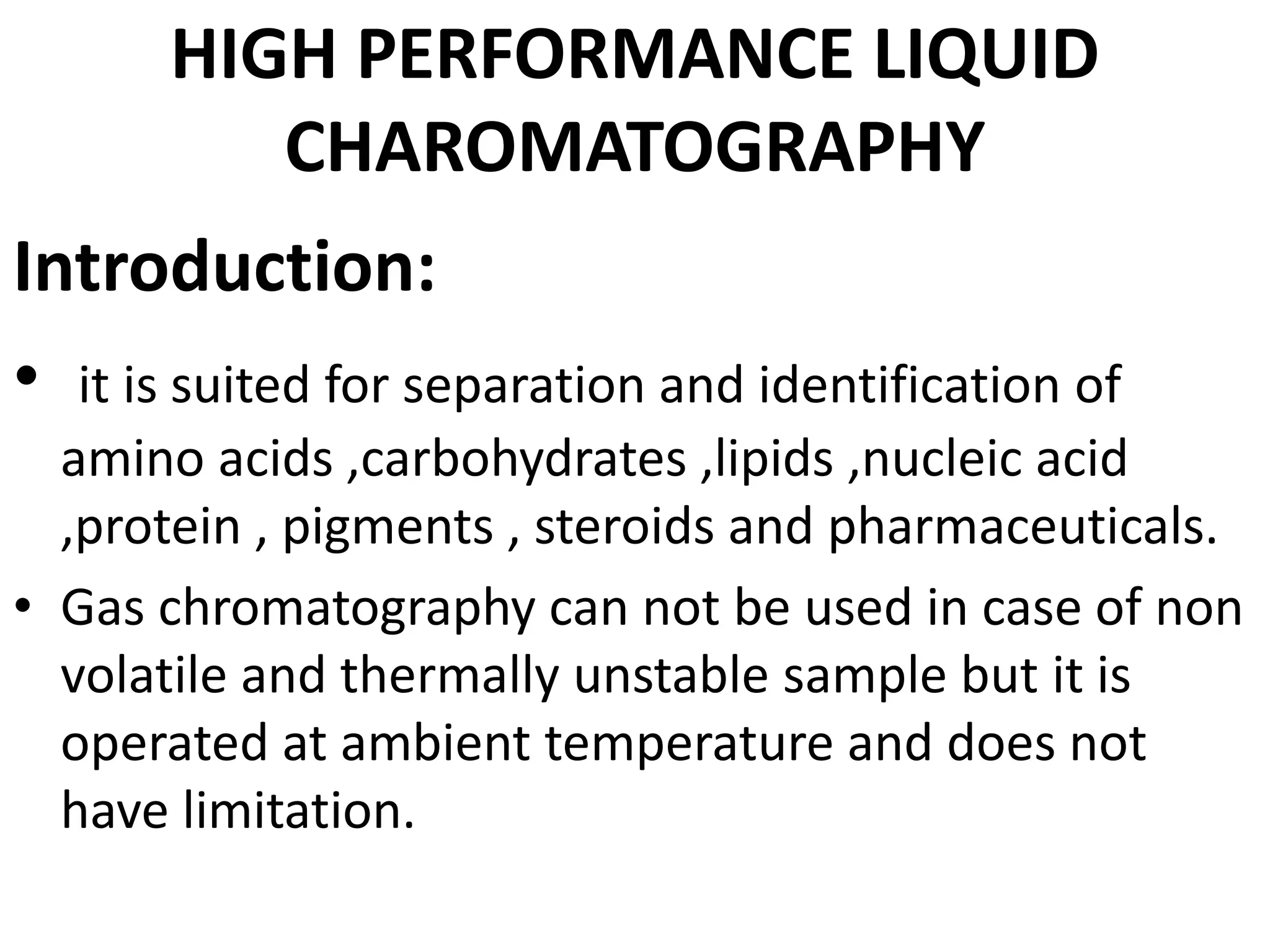 High performance liquid chromatography | PPTX | Chemistry | Science