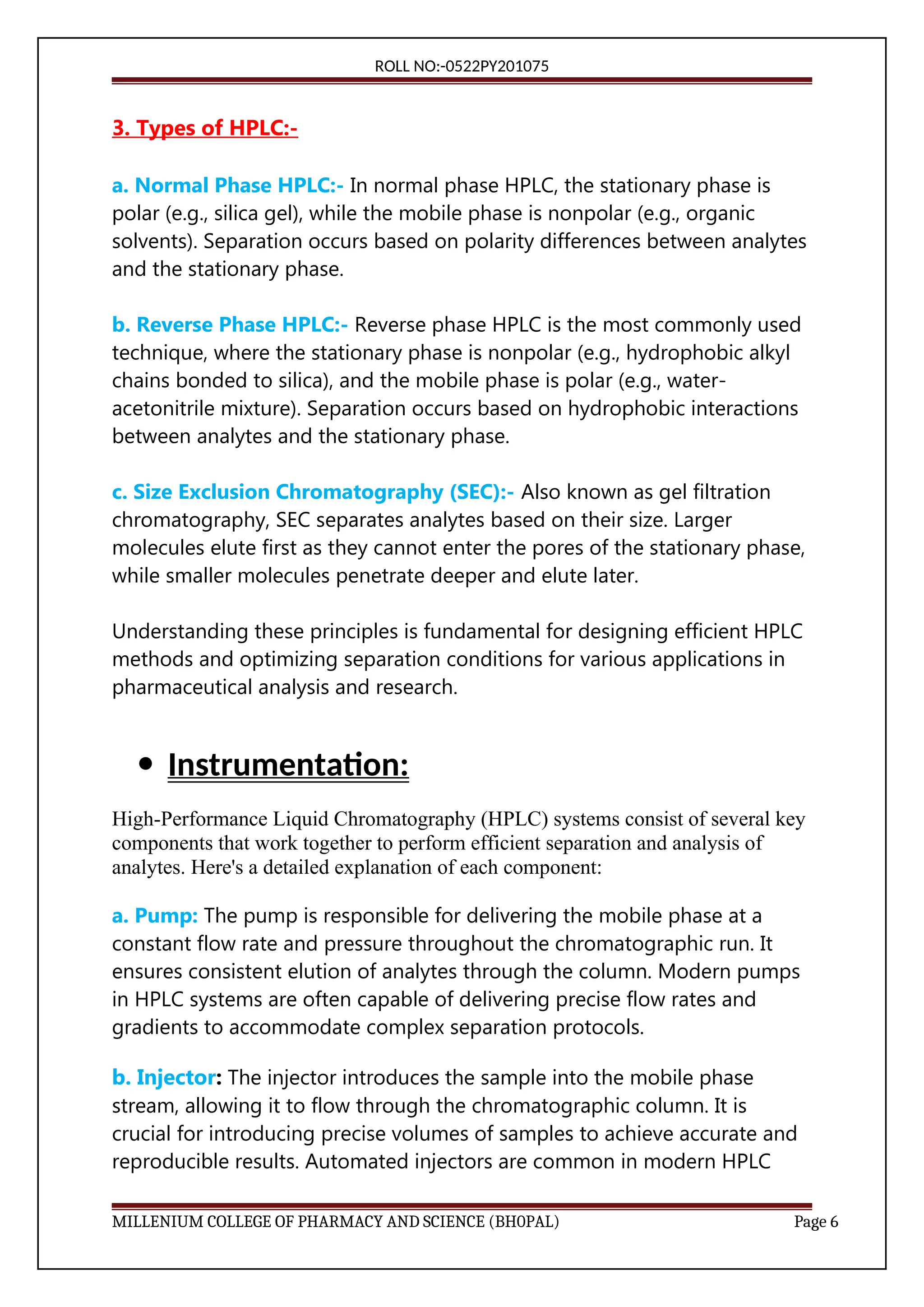 High performance liquid chromatography.docx | Pharmaceutical Industry | Industries