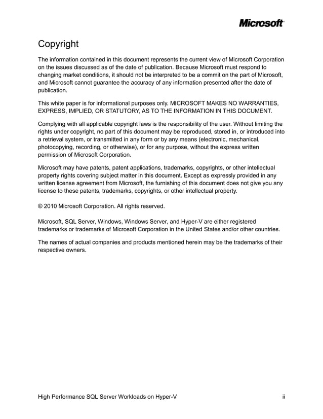 High performance sql server workloads on hyper v | DOCX