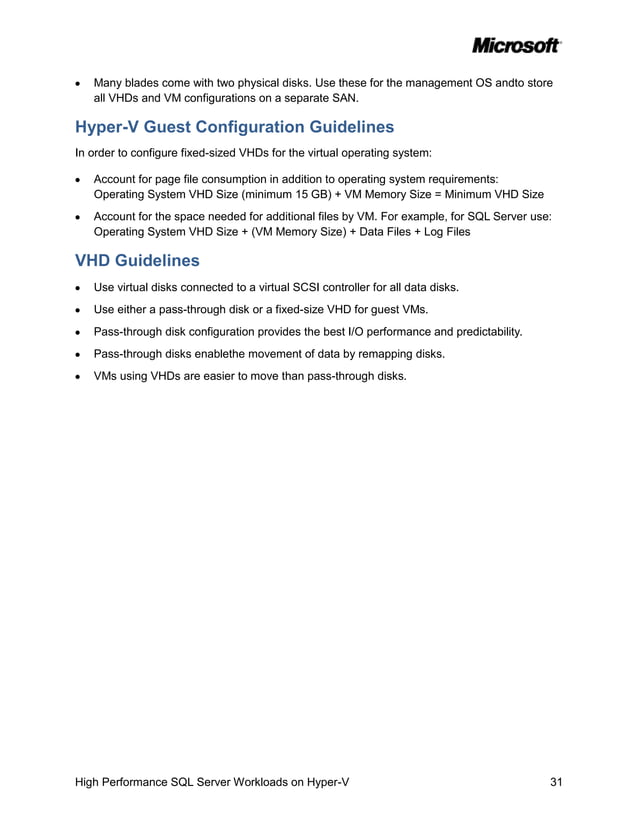 High performance sql server workloads on hyper v | DOCX