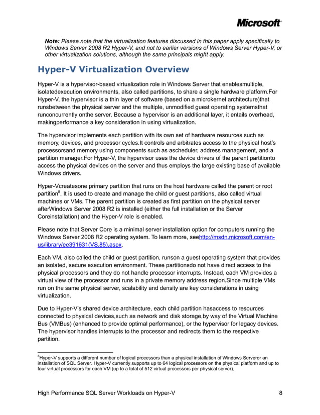 High performance sql server workloads on hyper v | DOCX
