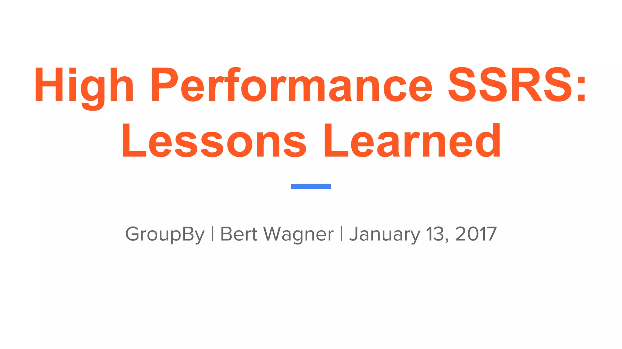 High Performance SSRS | PDF