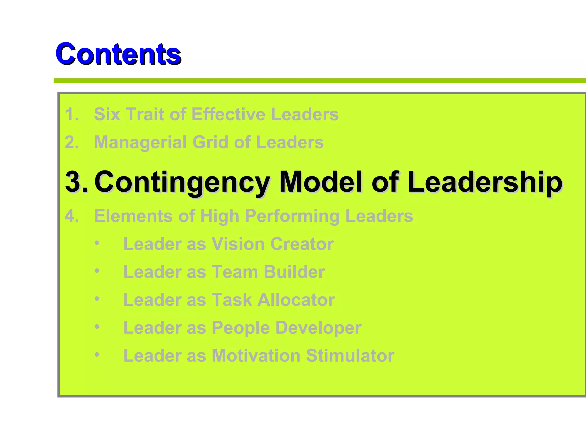 Leadership ad Alto Livello 3. Modelli comportamentali della Leadership ...