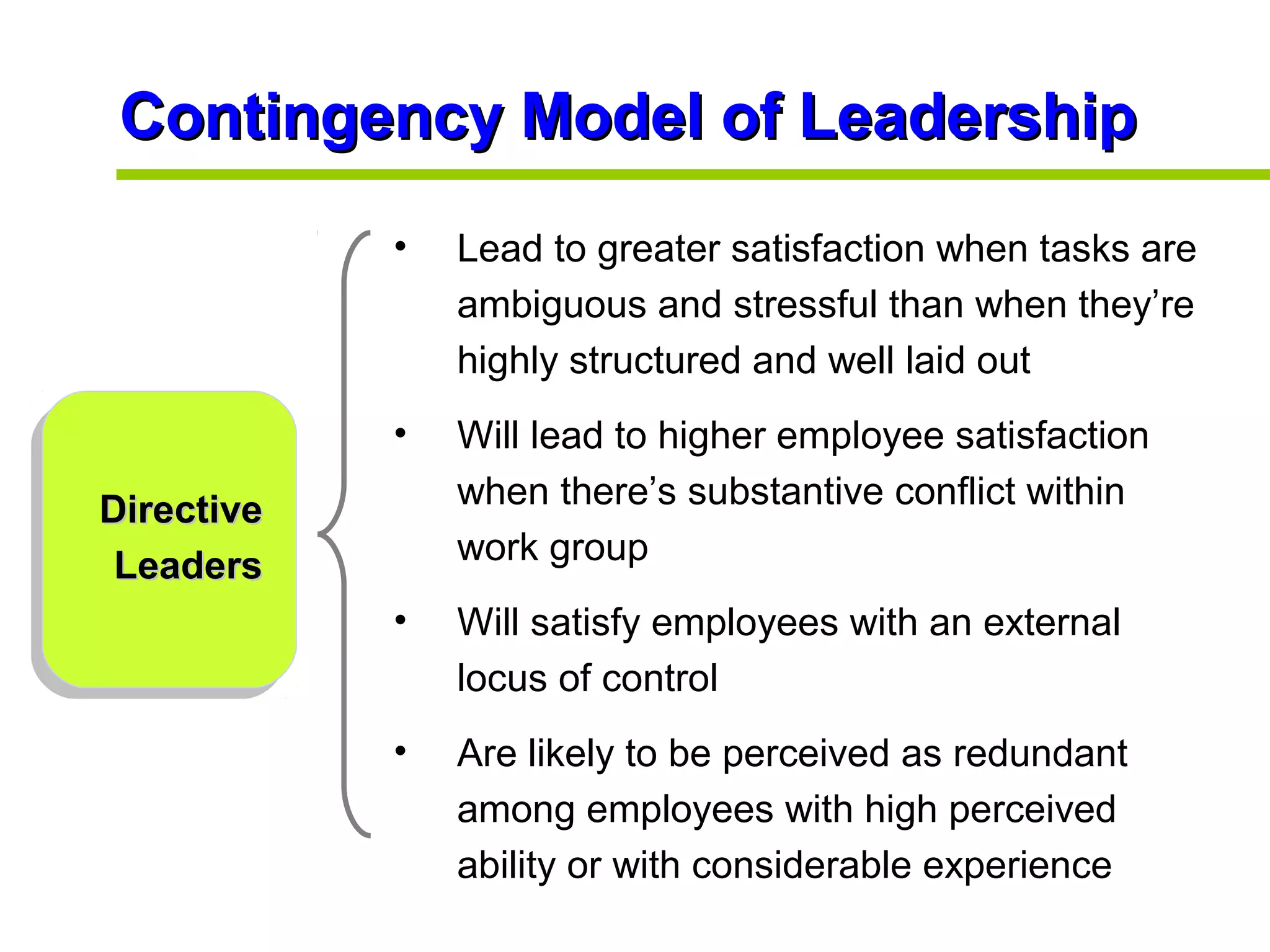 Leadership ad Alto Livello 3. Modelli comportamentali della Leadership ...