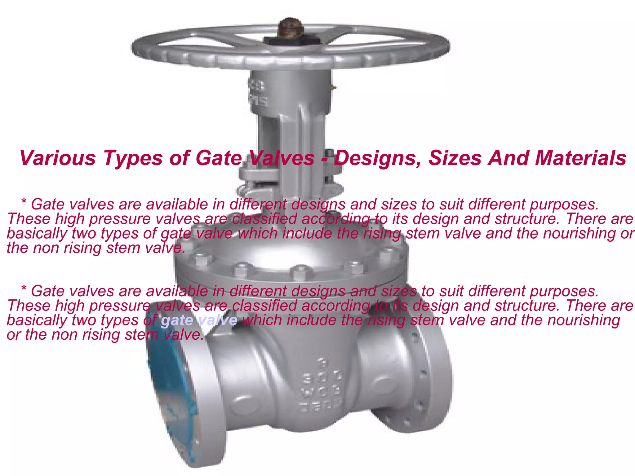 High pressure gate valves | PPT