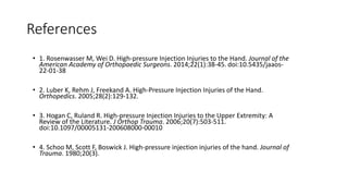 High pressure injection injuries Dr Sean Nicklin | PDF