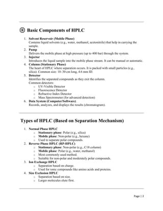 High Pressure Liquid Chromatography for B.Sc. Botany & Biotech Students ...