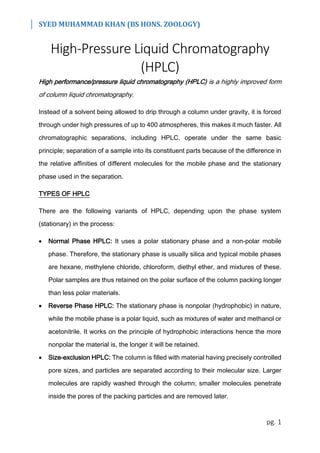 High Pressure Liquid Chromatography (HPLC) | PDF