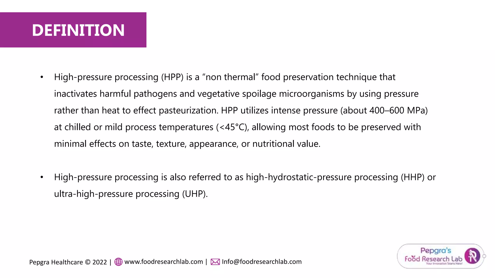 High Pressure Processing | PPTX