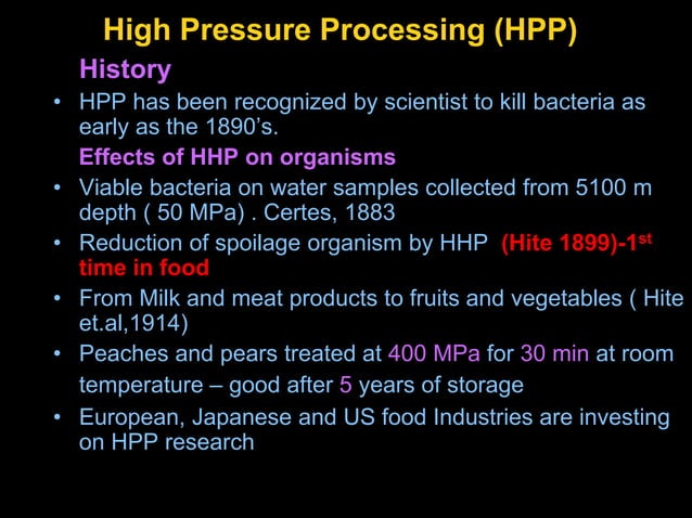 High pressure processing in food ppt | PPT | Chemistry | Science