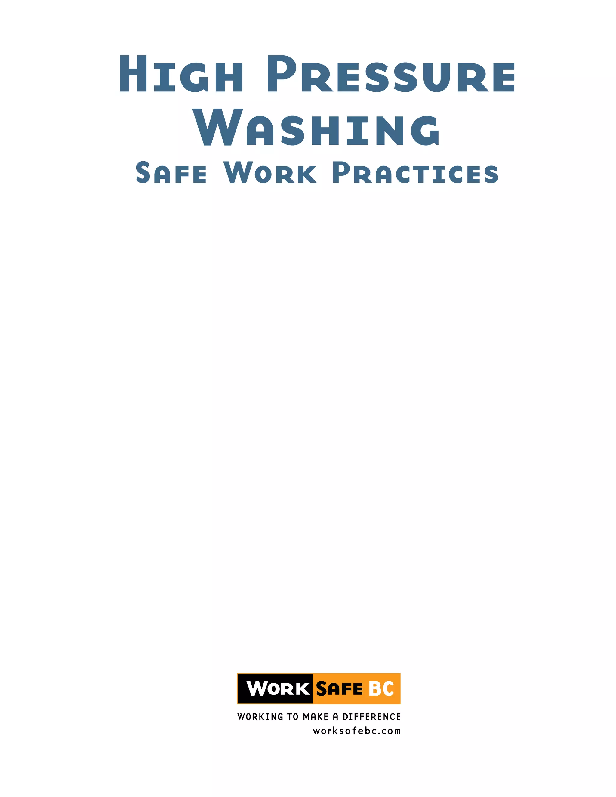 High pressure Washing - Safe Work practices | PDF