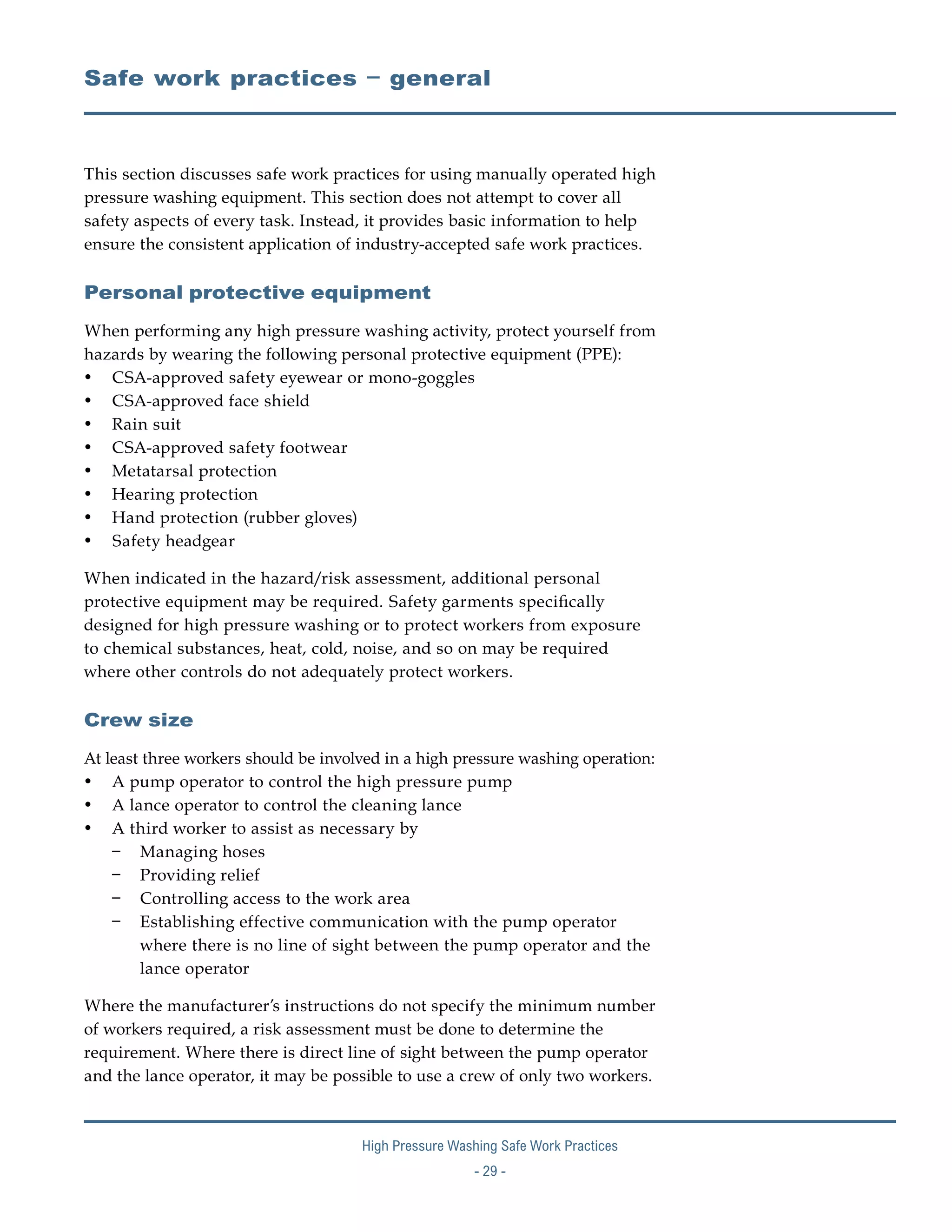 High pressure Washing - Safe Work practices | PDF