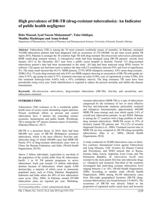 High prevalence of DR-TB (drug-resistant tuberculosis): An Indicator of ...