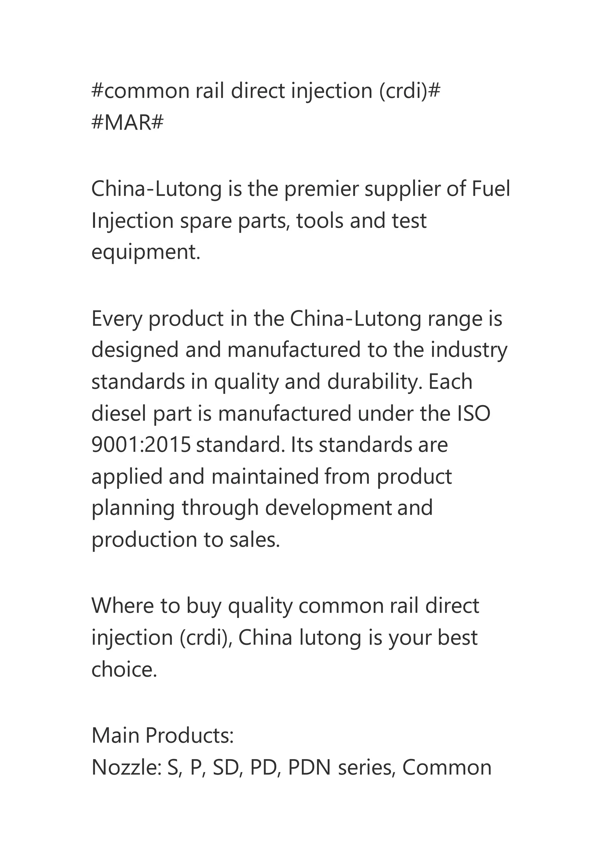 High quality common rail direct injection (crdi) | DOCX