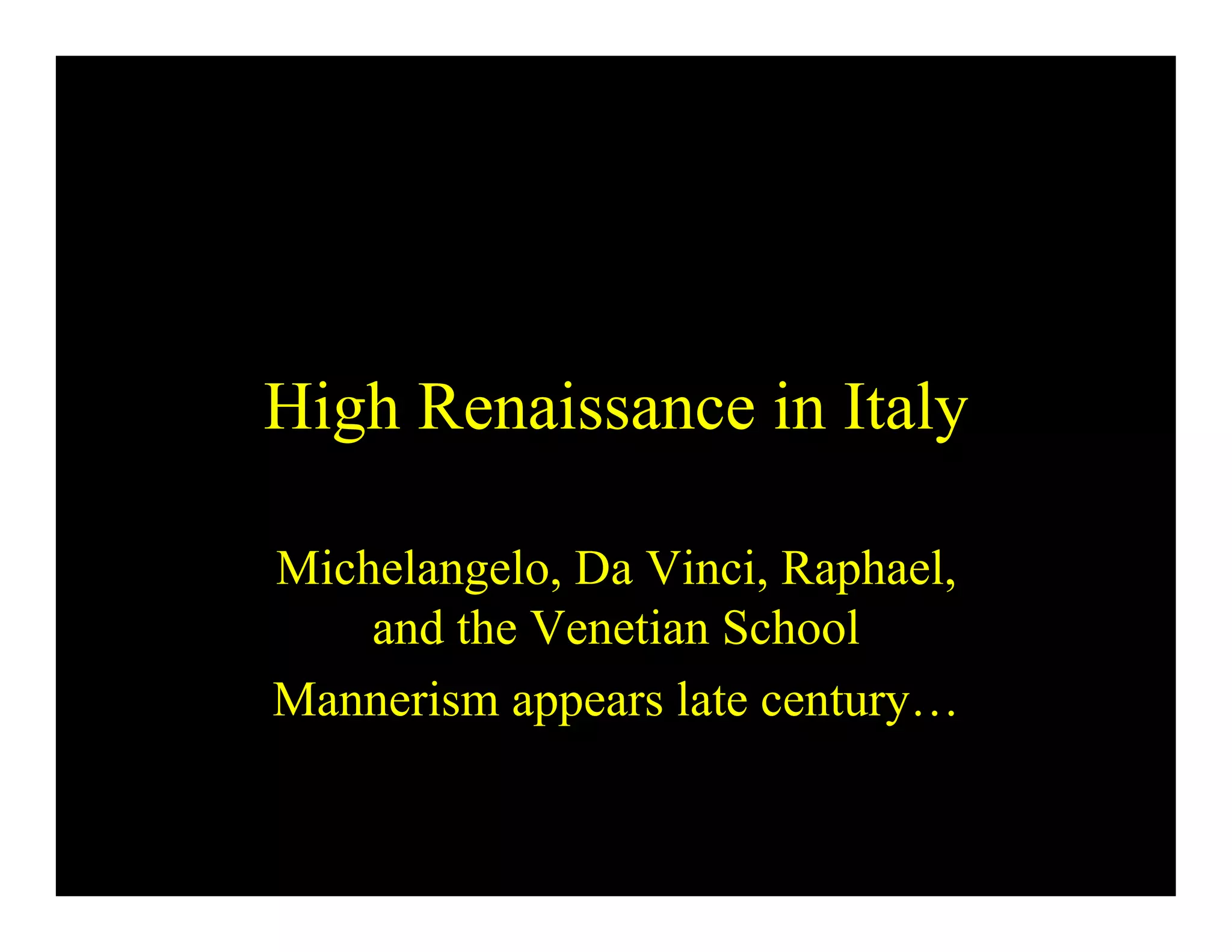 High renaissance italy | PDF