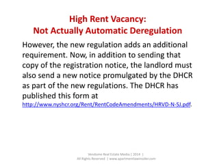 High Rent Vacancy: Not Actually Automatic Deregulation | PPTX