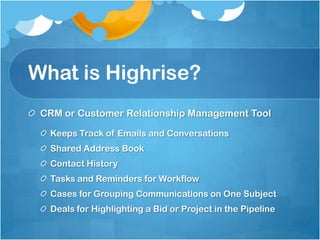 Highrise workshop | PPT