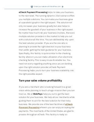 eCheck Payment Processing Enhances Your High-Risk Business worldwide