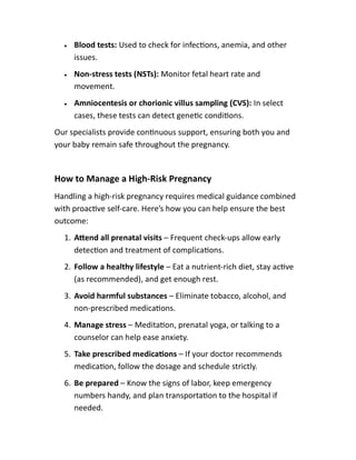 High Risk Pregnancy Symptoms Medway Hospital | PDF