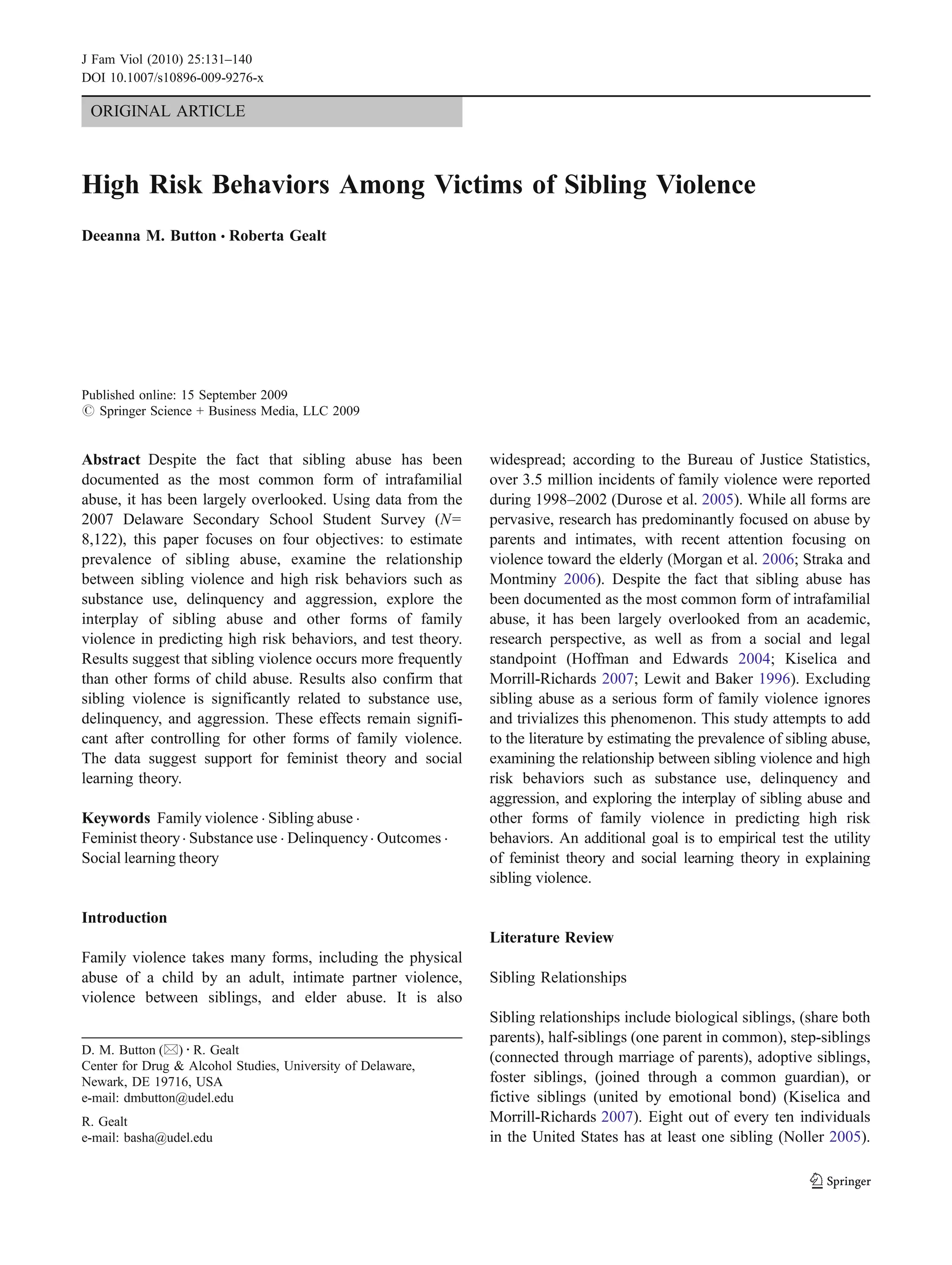 High risk sibling violence | PDF