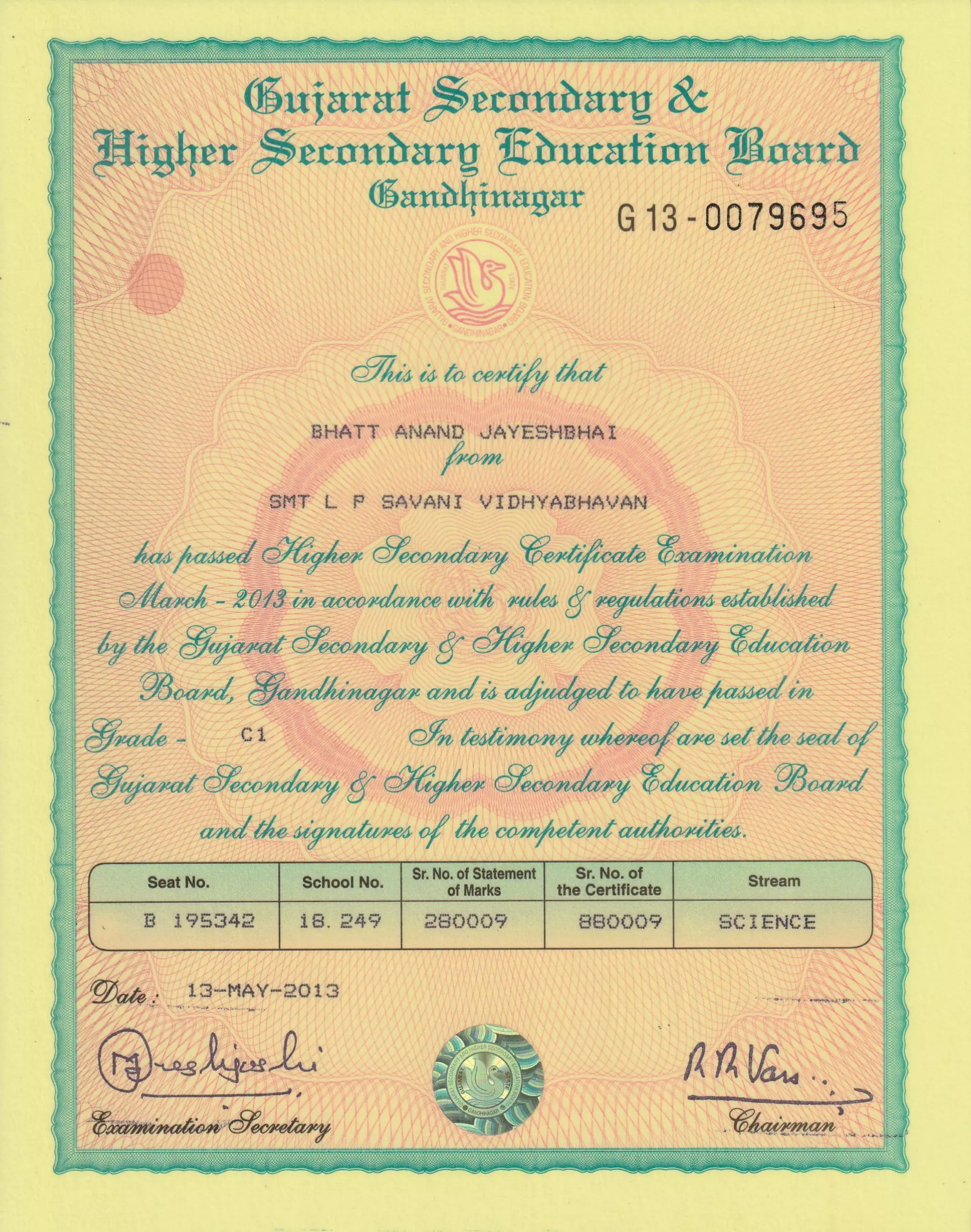 High school certificate | PDF