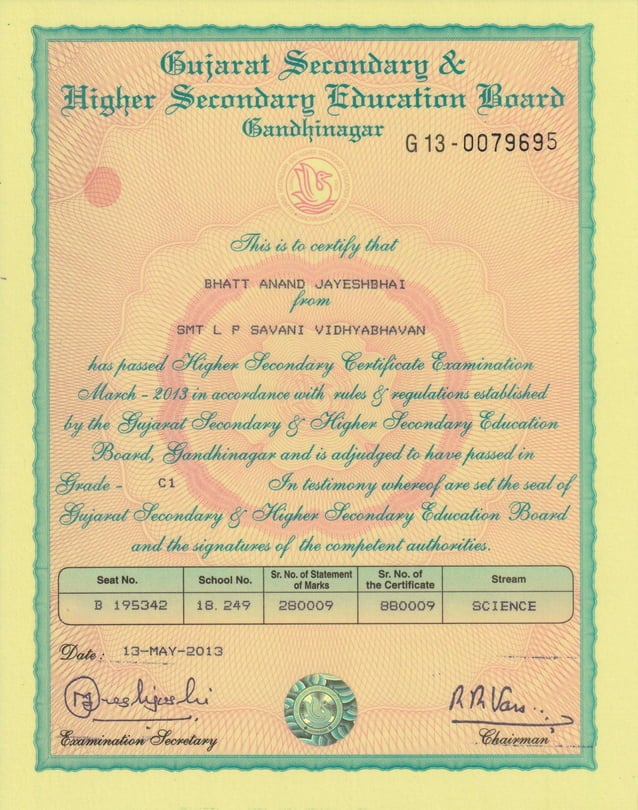 High school certificate | PDF