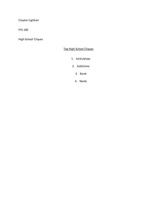High school cliques | DOCX