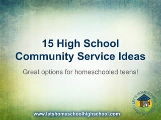 Community Service Project Ideas For Highschool Students