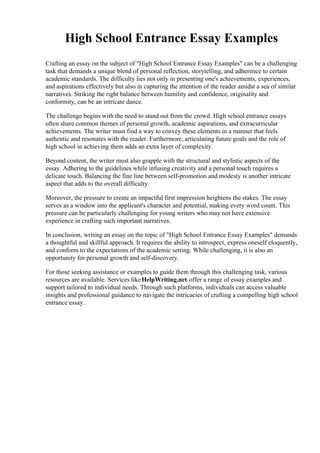 High School Entrance Essay Examples.pdf
