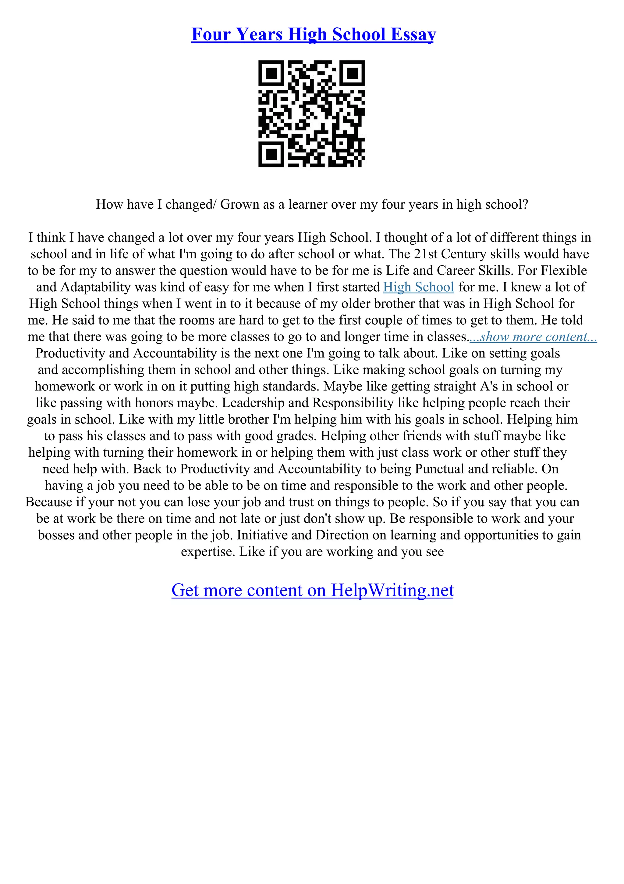 High School Essay Format | PDF