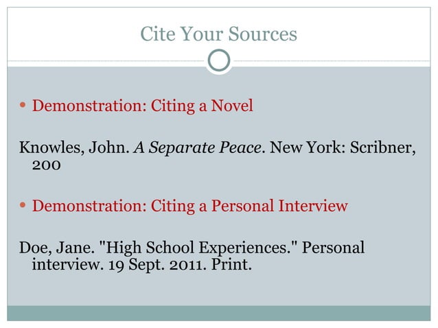 Citing Sources (High School Life project) | PPT | Education