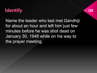 Mahatma gandhi quiz for high school students | PPTX