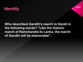 Mahatma gandhi quiz for high school students | PPTX